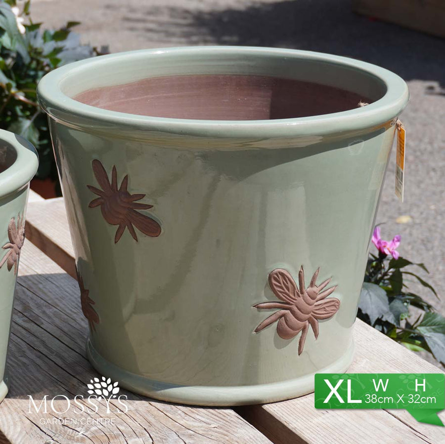 'Green' Bee Kind Bumble Bee Glazed Pots Frost Proof Planters – Mossys ...