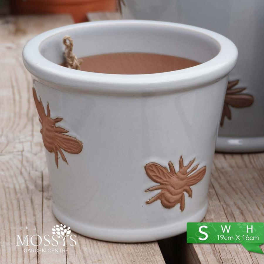 'Light Grey' Bee Kind Bumble Bee Glazed Pots Frost Proof Planters ...