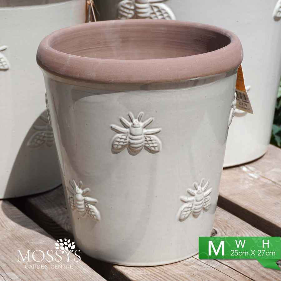 Dipped Creamy White Bumble Bee Garden Planters | Bee Kind Pots – Mossys ...