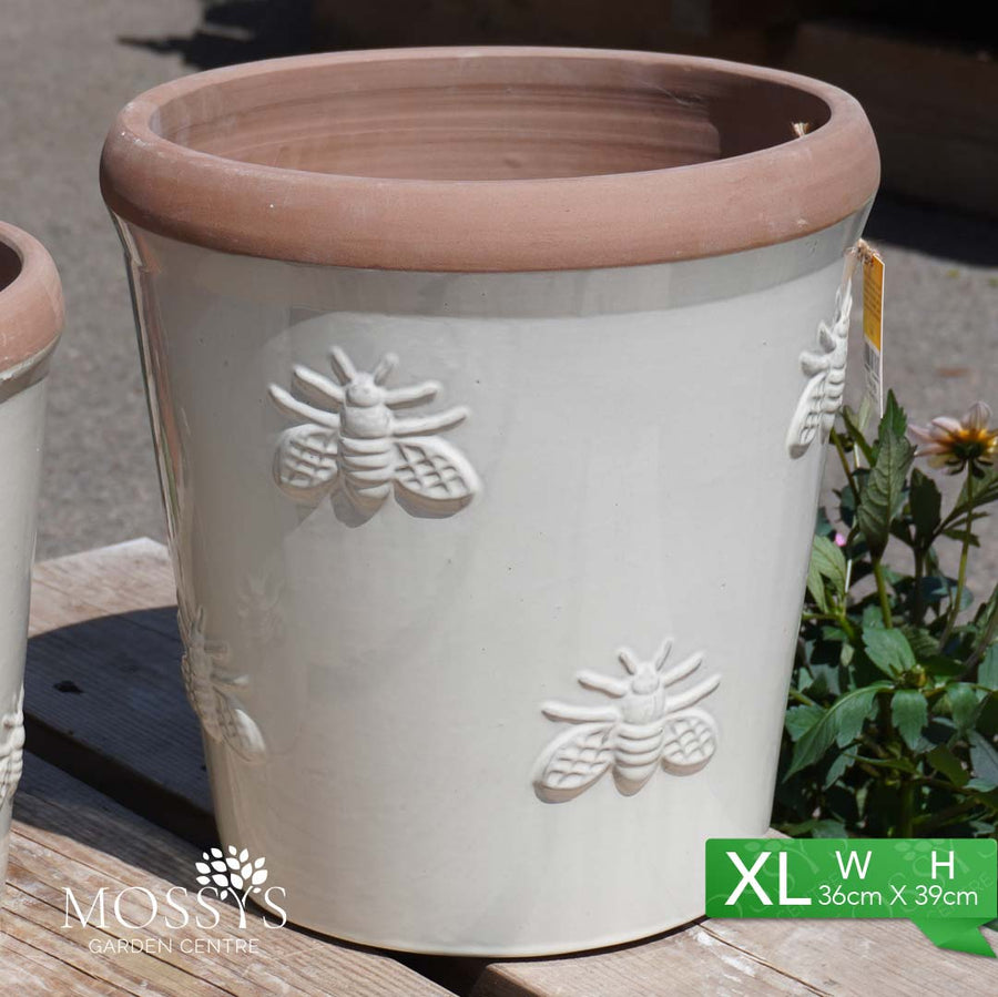 Dipped Creamy White Bumble Bee Garden Planters | Bee Kind Pots – Mossys ...