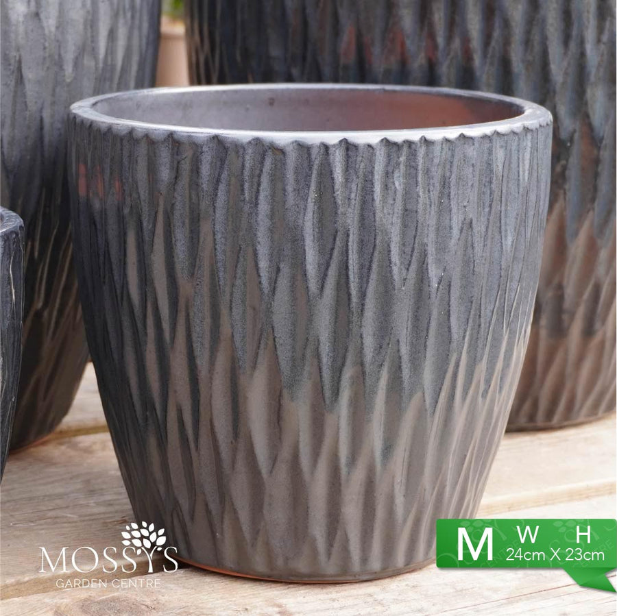 Frost Proof Glazed Cameron Pots 'Black' – Mossys Garden Centre