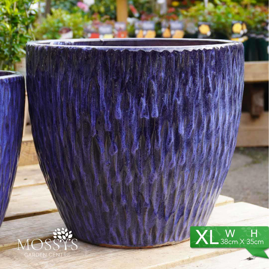 Frost Proof Glazed Cameron Pots 'Blue' – Mossys Garden Centre